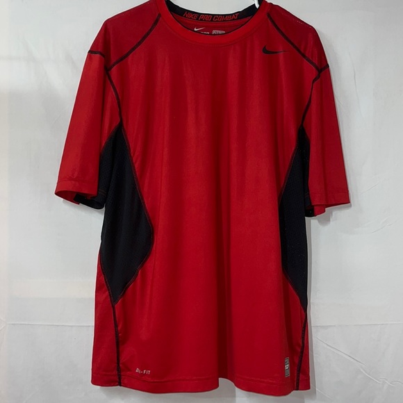 Nike | Shirts | Euc Nike Procombat Dry Fit Red And Black Shirt Shirt Is ...